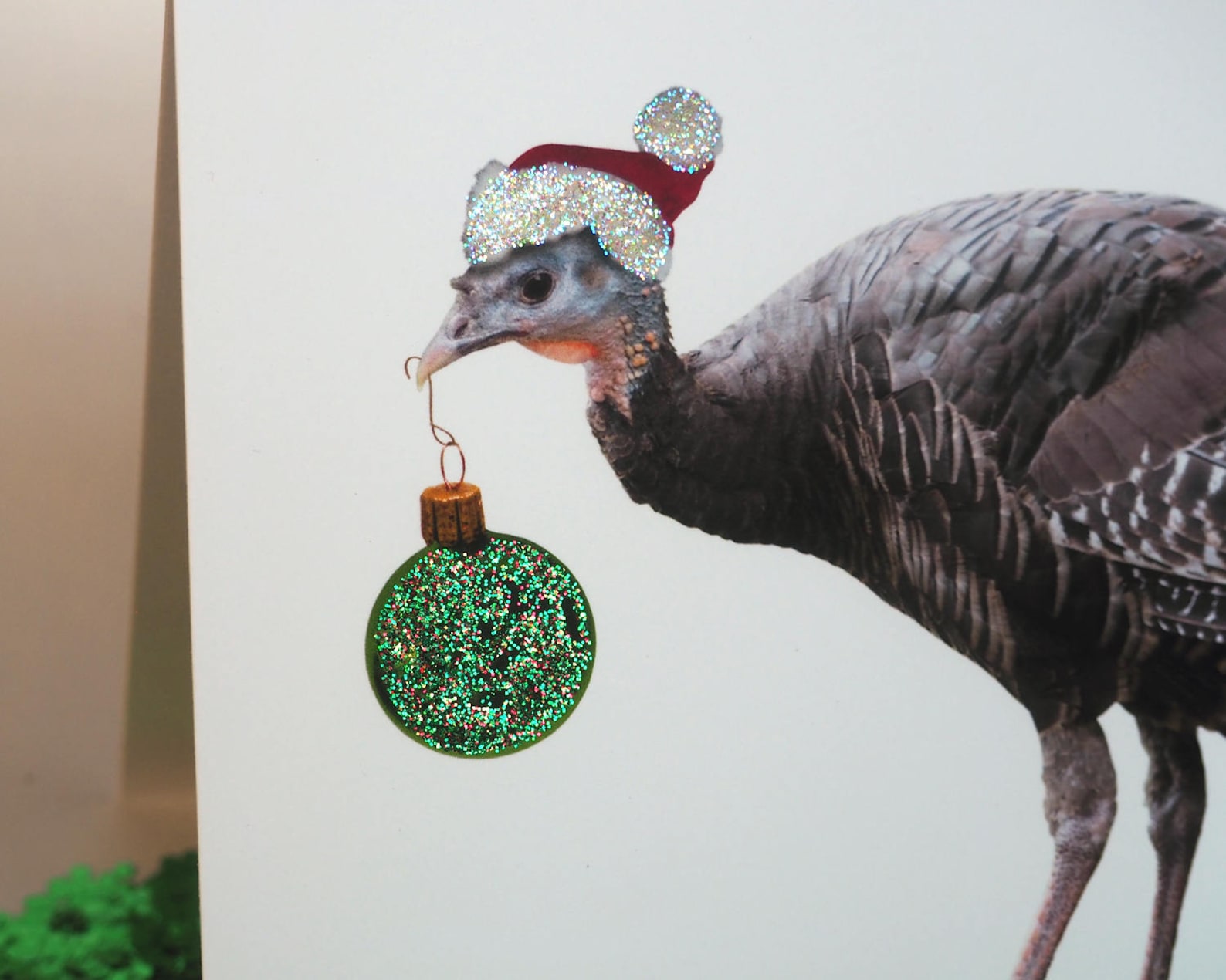 Santa Turkey Glitter Card Thanksgiving Christmas Card - Etsy