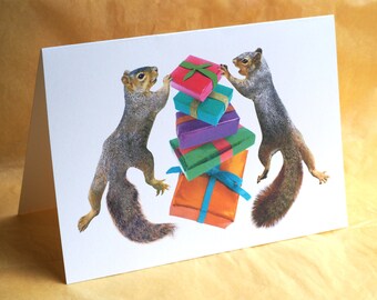 Squirrel With Party Blower Printable Birthday Card Digital | Etsy