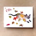 Black Cat Fall Leaves Card - Etsy