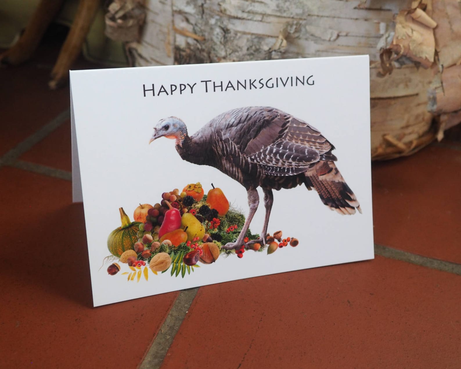 Happy Thanksgiving Turkey Card Turkey With Feast Vegetarian - Etsy