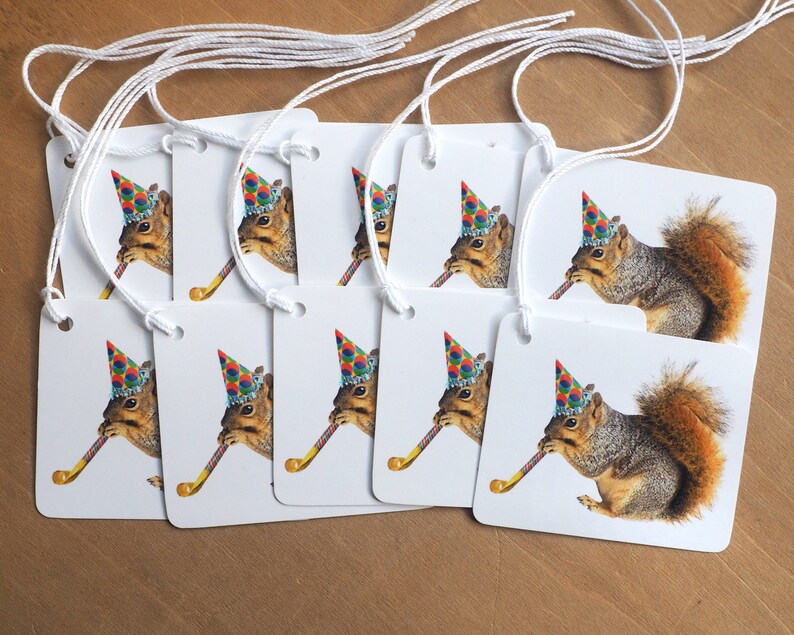 10 Party Squirrel Gift Tags - Etsy