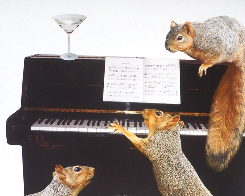 Squirrels Around the Piano Musical Party Card | Etsy