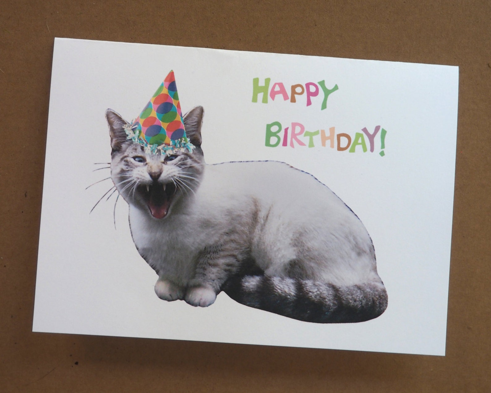 Meowing Cat Printable Birthday Card | Etsy