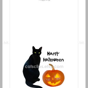 Black Cat With Jack-o-lantern Printable Halloween Card - Etsy