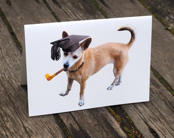 Graduation Dog in Cap and Gown Graduation Dog Card - Etsy
