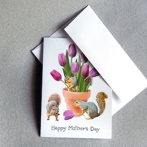 Squirrels With Tulips Mother's Day Card - Etsy