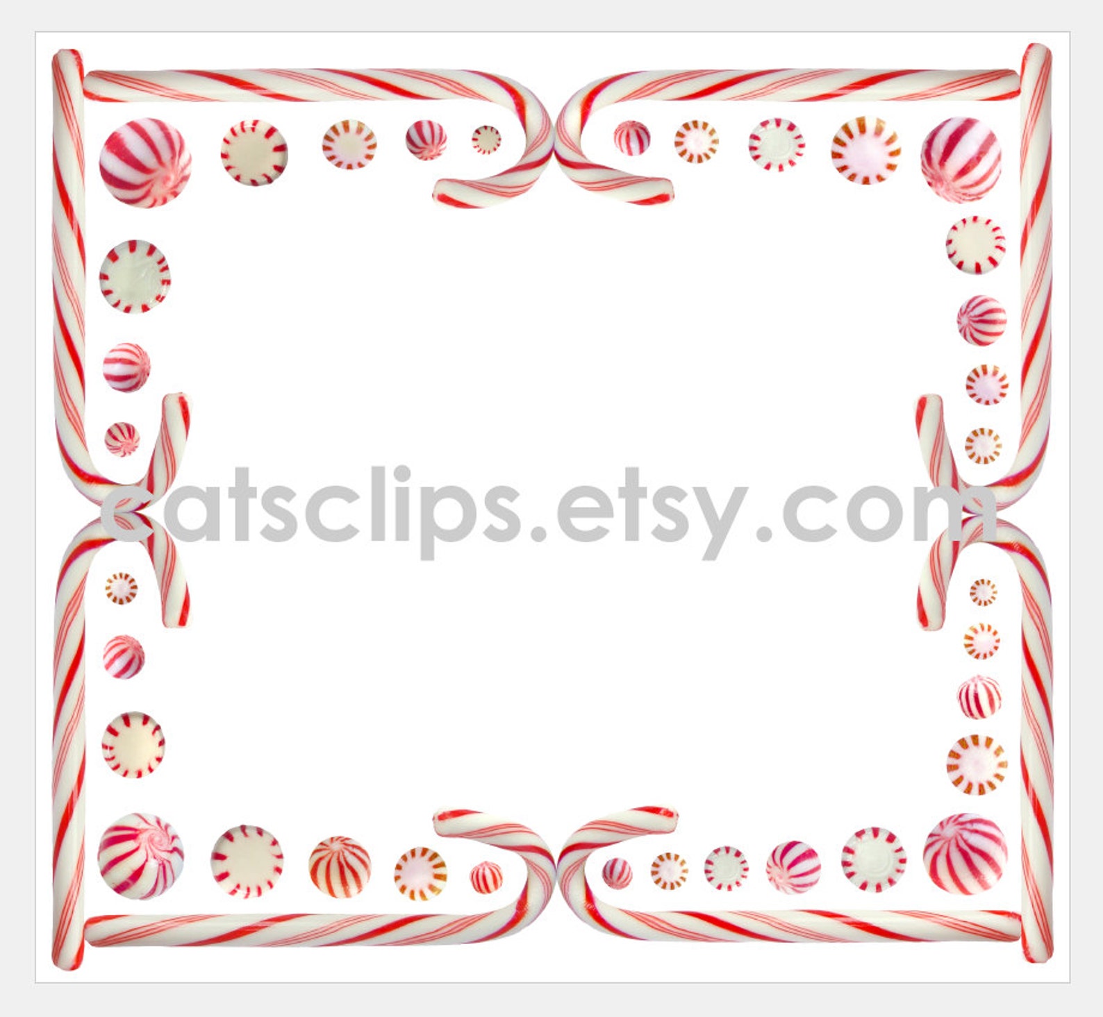 Peppermint Printable Border Candy Cane Digital Border | Etsy