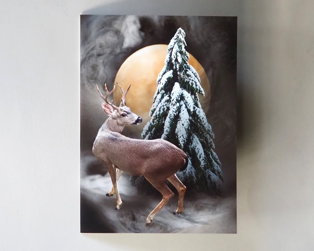 Deer Full Moon by Snowy Tree Winter Solstice Card - Etsy