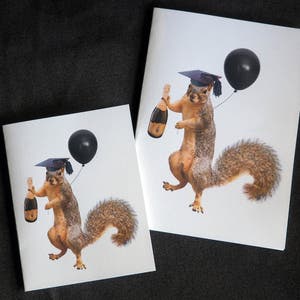 Squirrel With Black Balloon and Champagne Printable Graduation Card ...