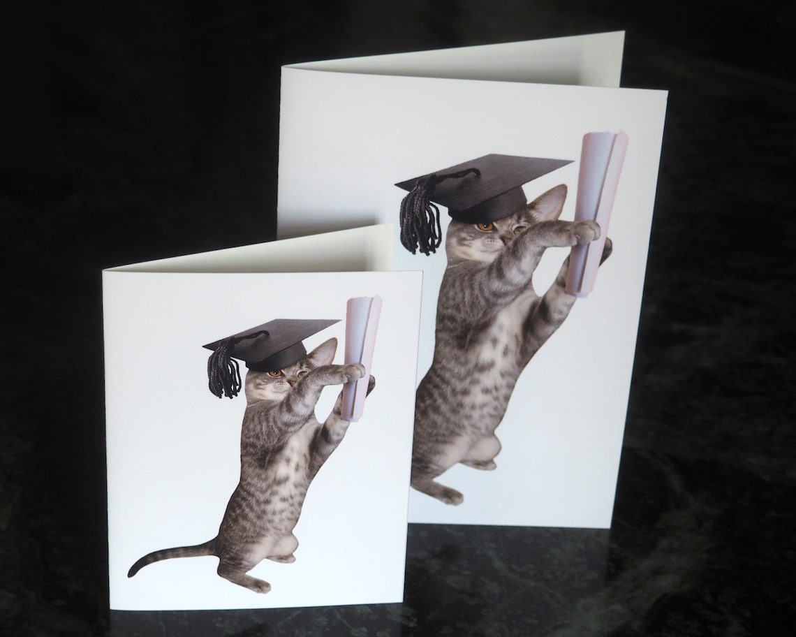 Printable Cat Graduation Card Kitten With Diploma Printable - Etsy