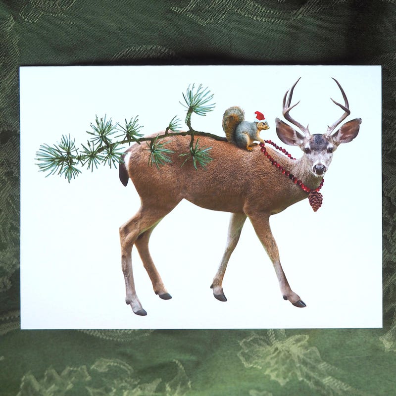 Deer Christmas Card - Etsy