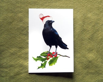Festive Crow, Christmas Card - Etsy