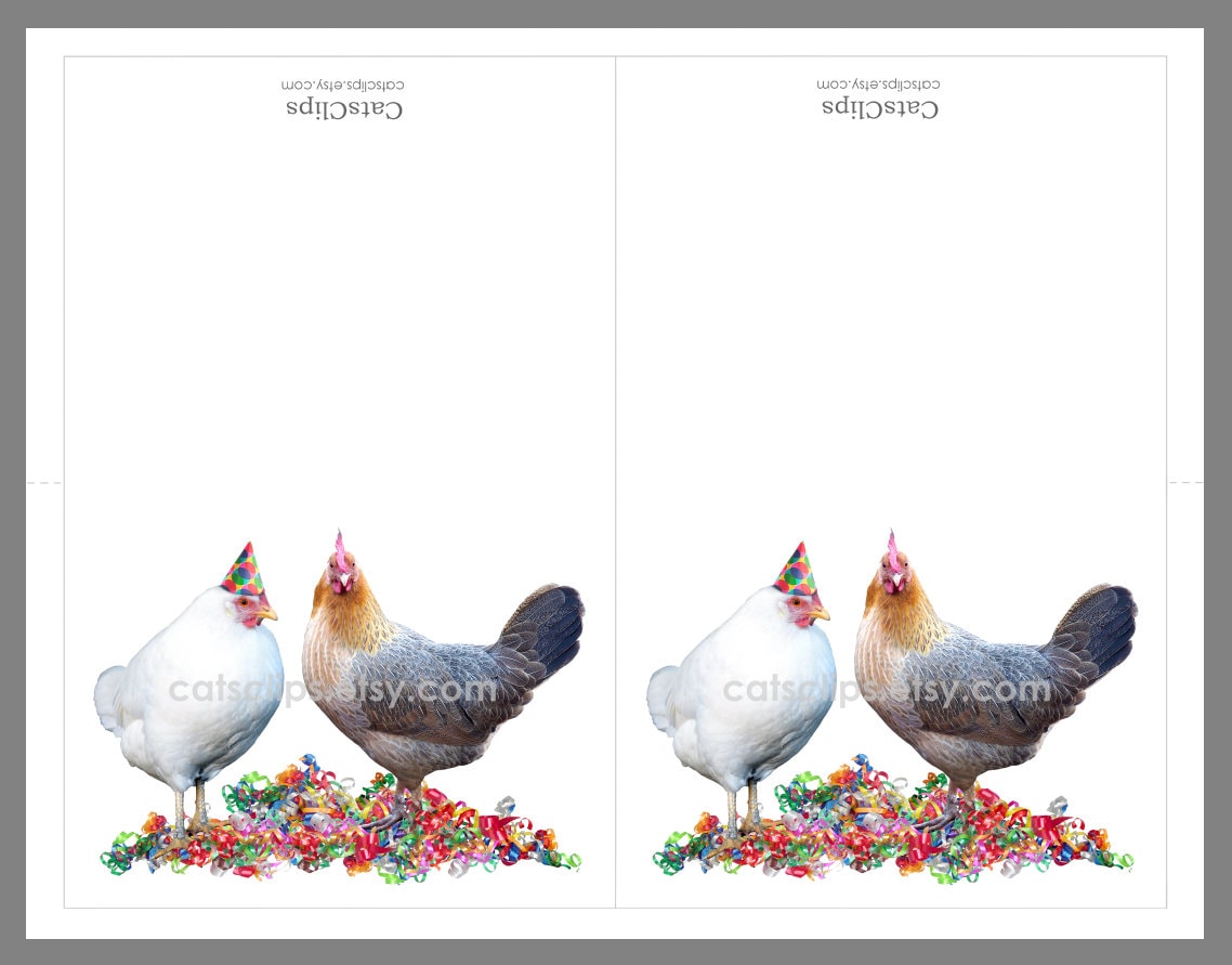 Party Chickens Printable Birthday Card - Etsy