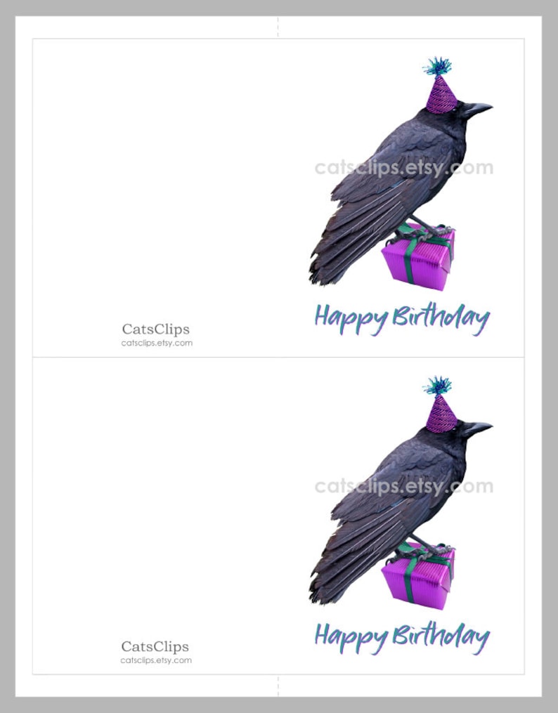 Printable Crow Birthday Card | Etsy