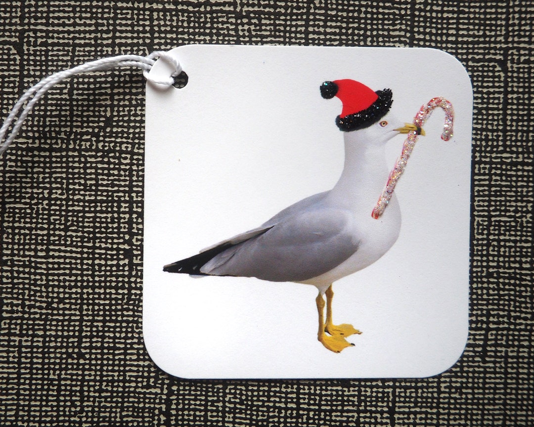 Santa Seagull Glitter Gift Tags, 6 Seagull Christmas Tags - Etsy