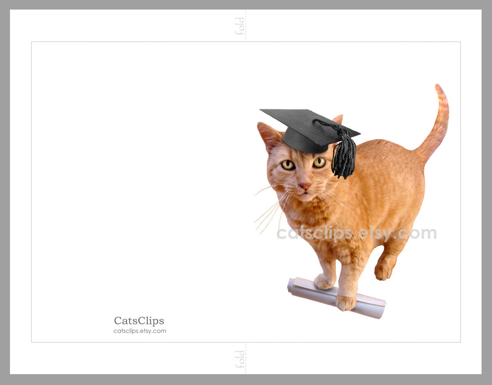Orange Cat Grad Printable Graduation Card - Etsy