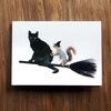 Black Cat Fall Leaves Card - Etsy