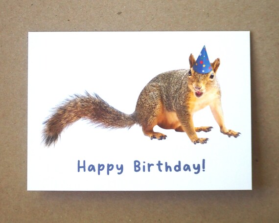 Happy Birthday Squirrel Card - Etsy