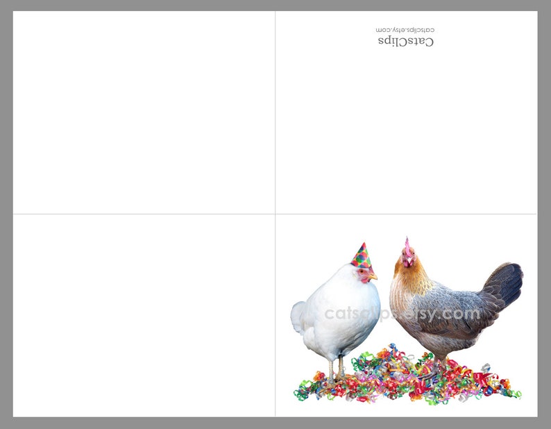 Party Chickens Printable Birthday Card - Etsy