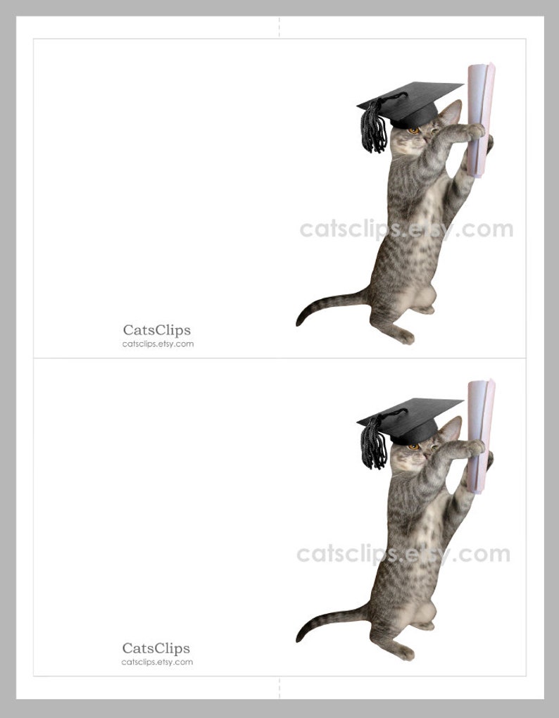Printable Cat Graduation Card, Kitten With Diploma Printable Graduation ...