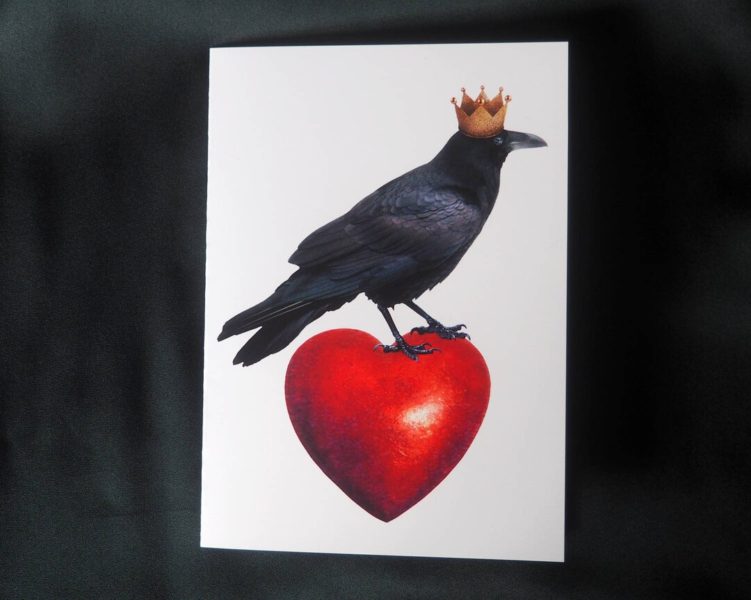 Raven Crown Heart Printable Valentine's Day Card, King Raven Digital ...