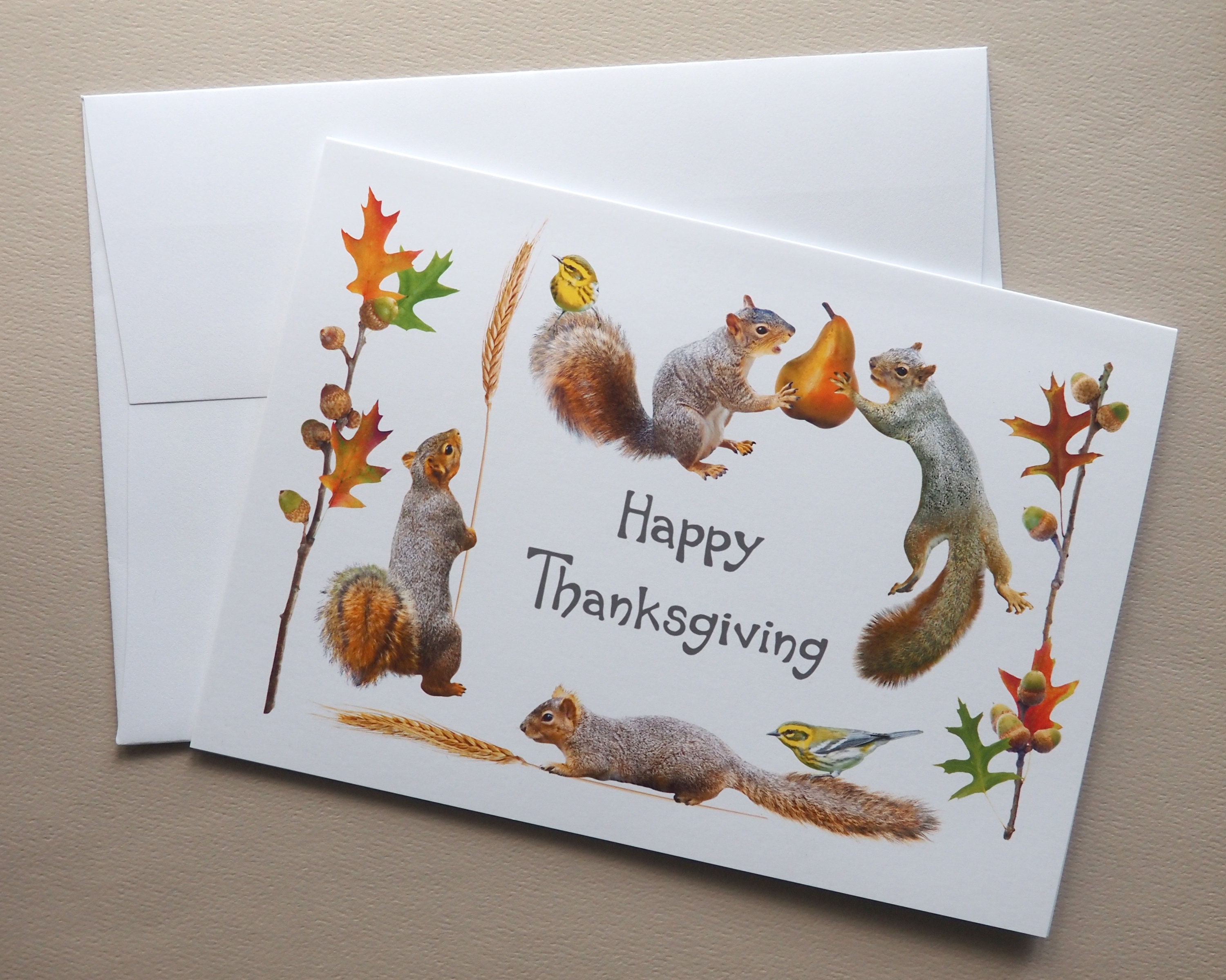 Squirrels and Birds Thanksgiving Card - Etsy