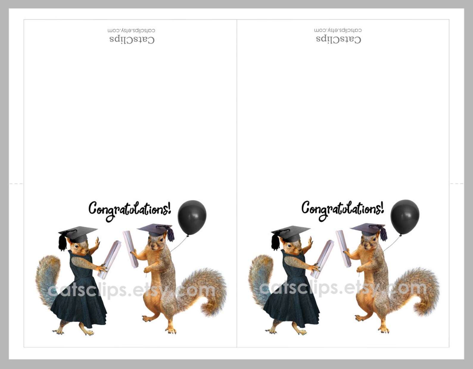 Grad Squirrels Printable Graduation Card Digital Squirrel | Etsy