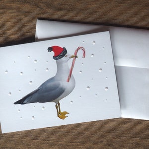 Santa Seagull Glitter Card, Seagull Christmas Card - Etsy