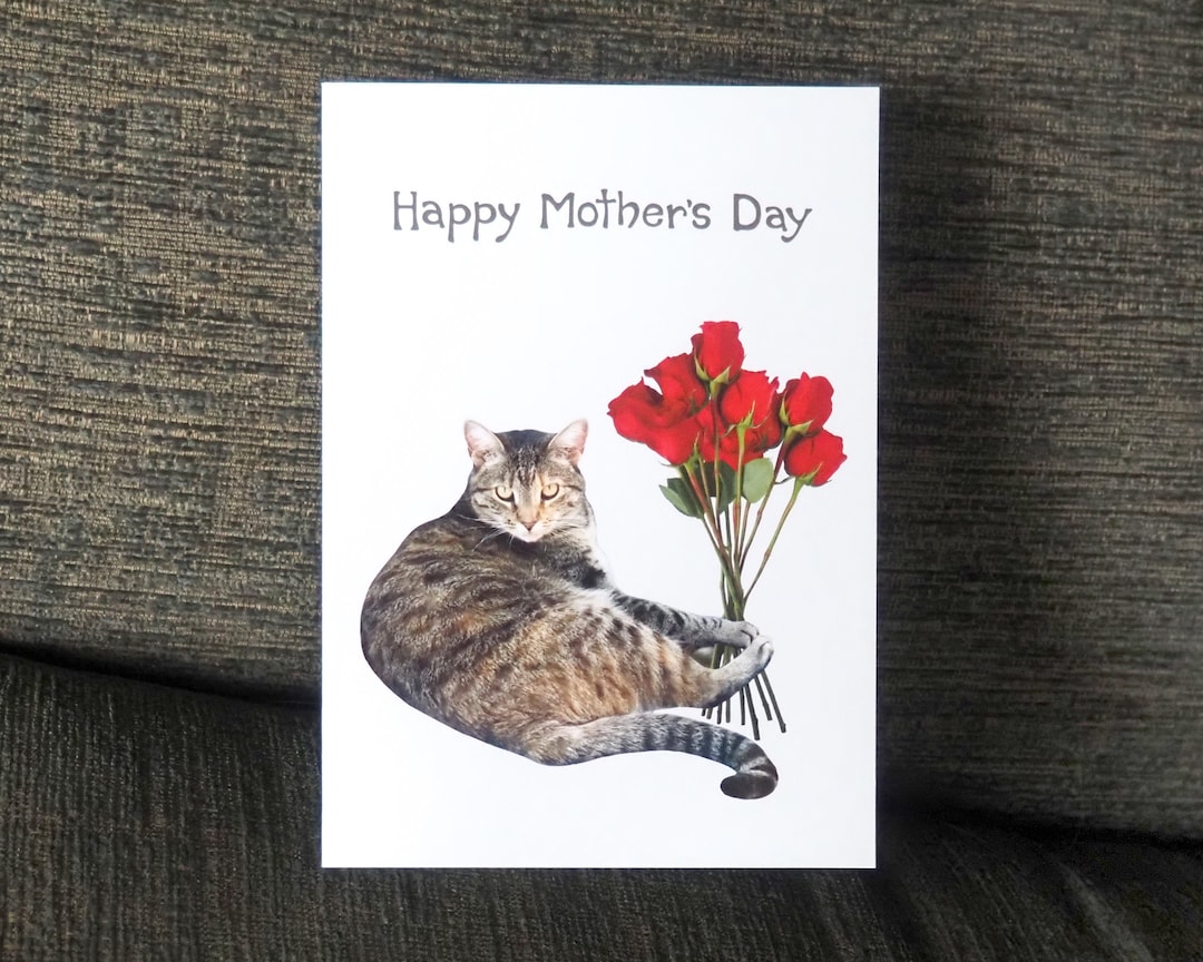 Tabby Cat Roses Mother’s Day Card - Etsy