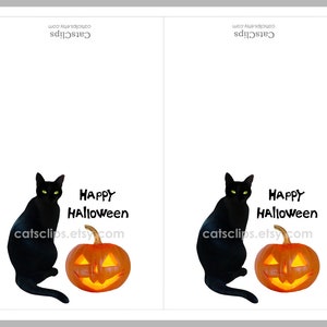 Black Cat With Jack-o-lantern Printable Halloween Card - Etsy