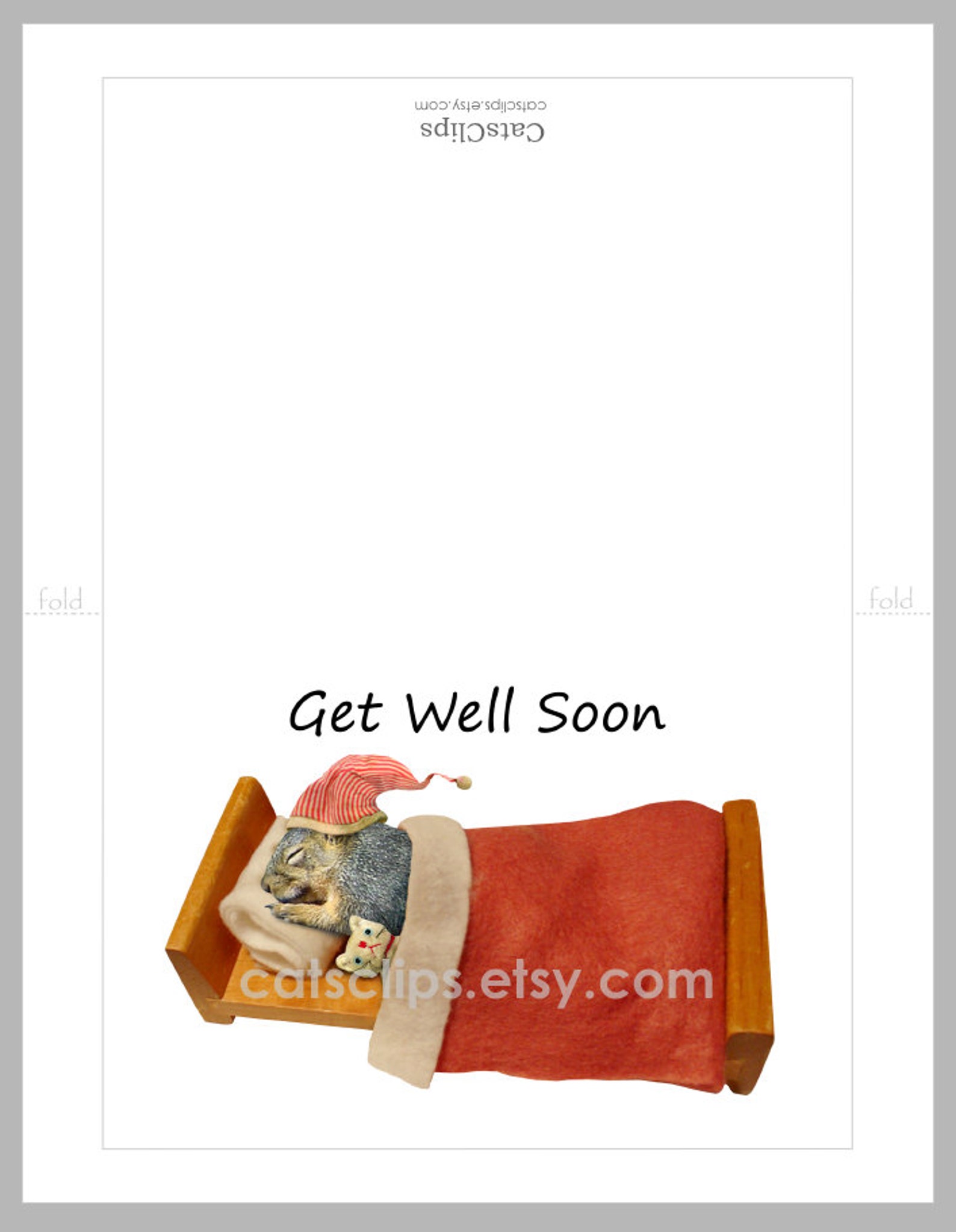 Sleeping Squirrel Printable Get Well Card | Etsy