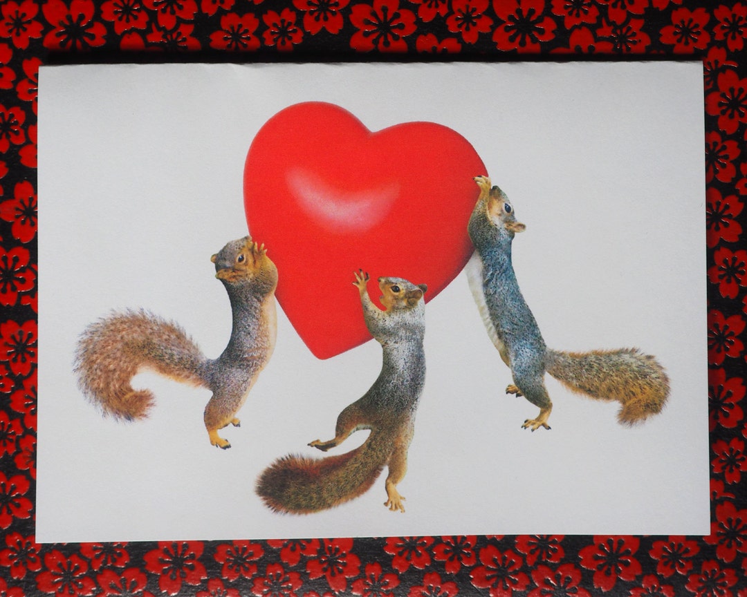 Squirrels With Red Heart Valentine's Card (printable) - Etsy
