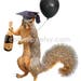 Squirrel With Black Balloon and Champagne Printable Graduation Card ...