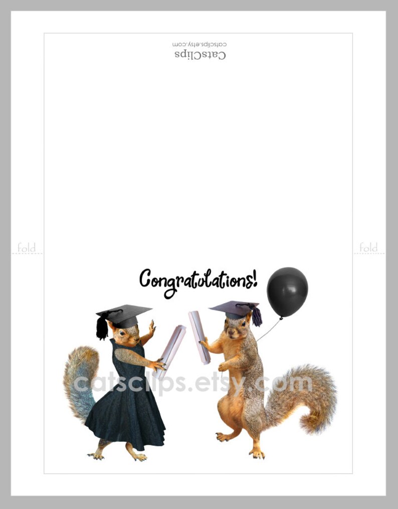 Grad Squirrels Printable Graduation Card Digital Squirrel | Etsy