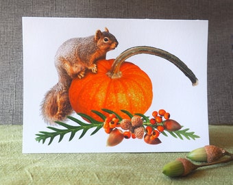 Happy Fall Card, Squirrel Card, Happy Fall Printable Card, Fall ...