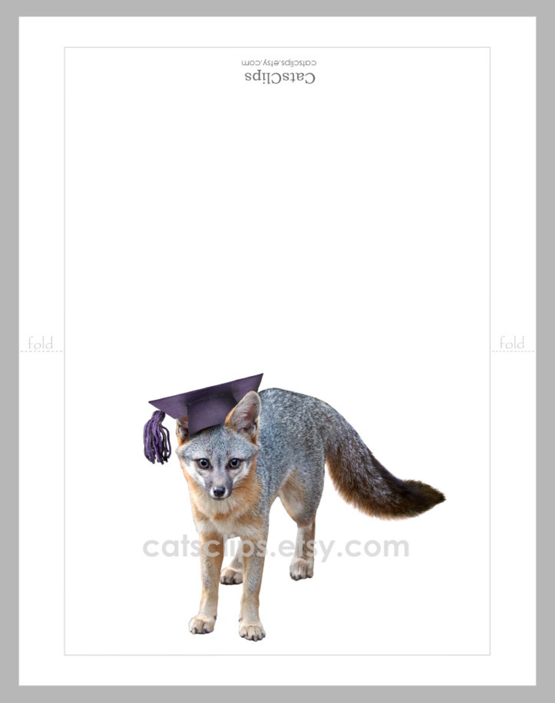 Fox Printable Graduation Card Digital Graduate Fox Card | Etsy