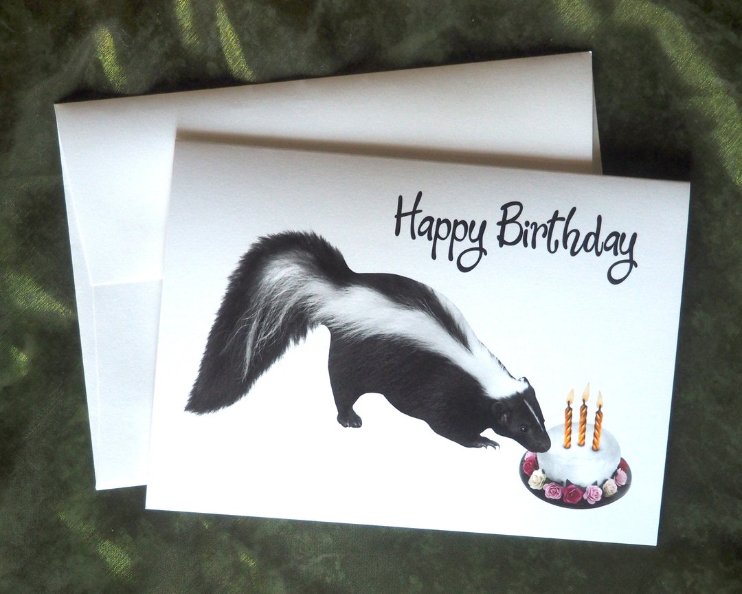 Skunk Cake Birthday Card - Etsy