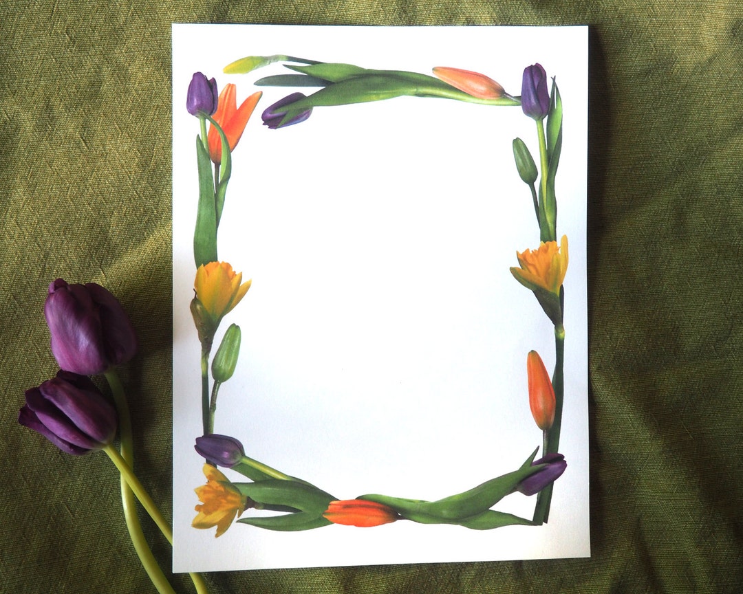 Spring Bouquet Printable Flower Border, Spring Flowers Digital Border ...