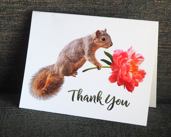 Thank You Cards Printable Thank You Card 5 x 7 inches Squirrel and Nuts ...