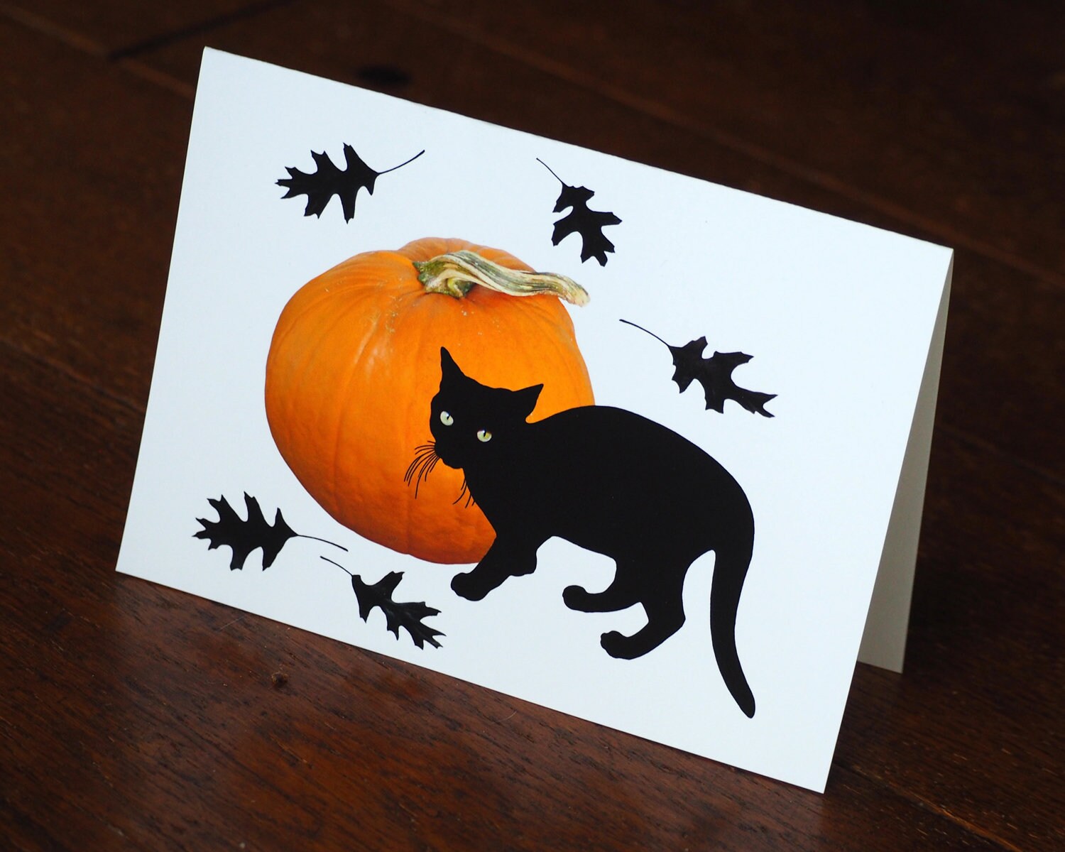 Small Black Cat With Pumpkin Printable Card Black Cat Digital - Etsy