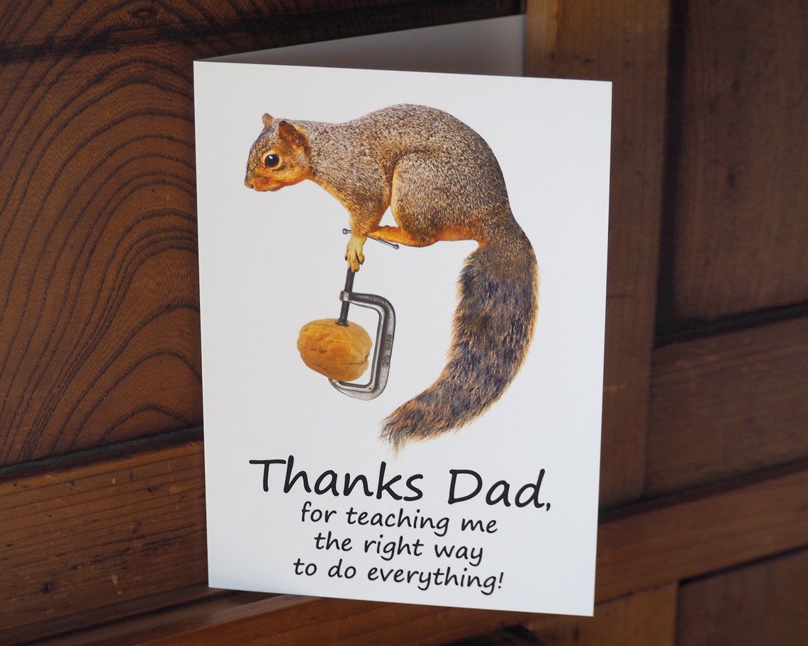 Squirrel Father's Dad Card Squirrel With Nut in Vise - Etsy