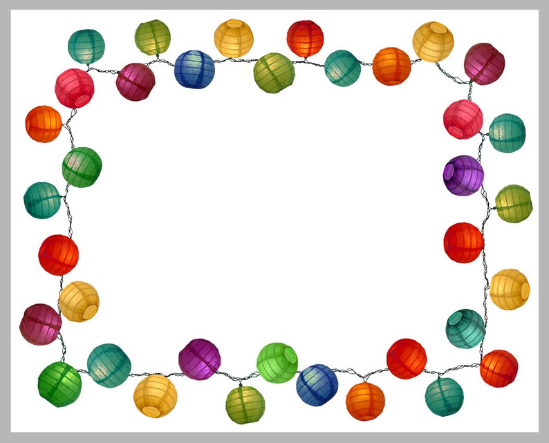Party Lights Digital Border Paper Lanterns Printable Border - Etsy
