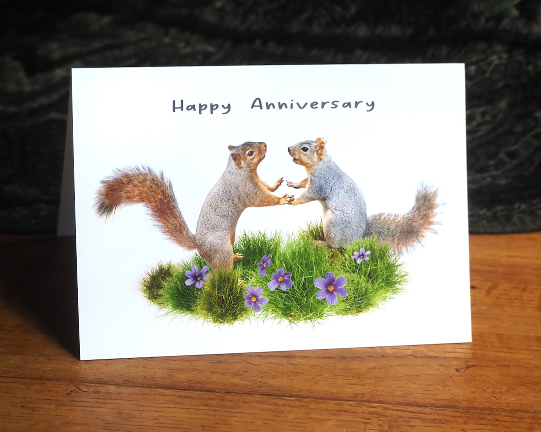 Squirrels in Grass Happy Anniversary Card - Etsy