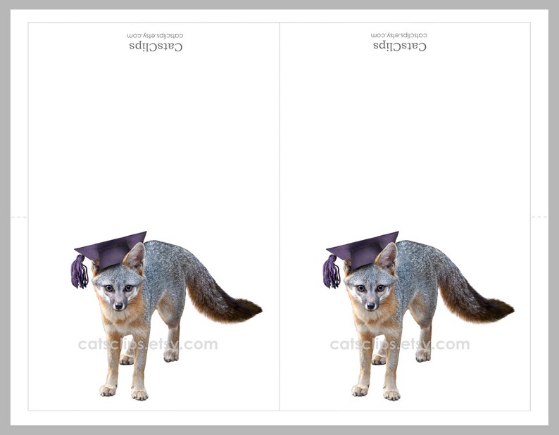 Fox Printable Graduation Card Digital Graduate Fox Card - Etsy