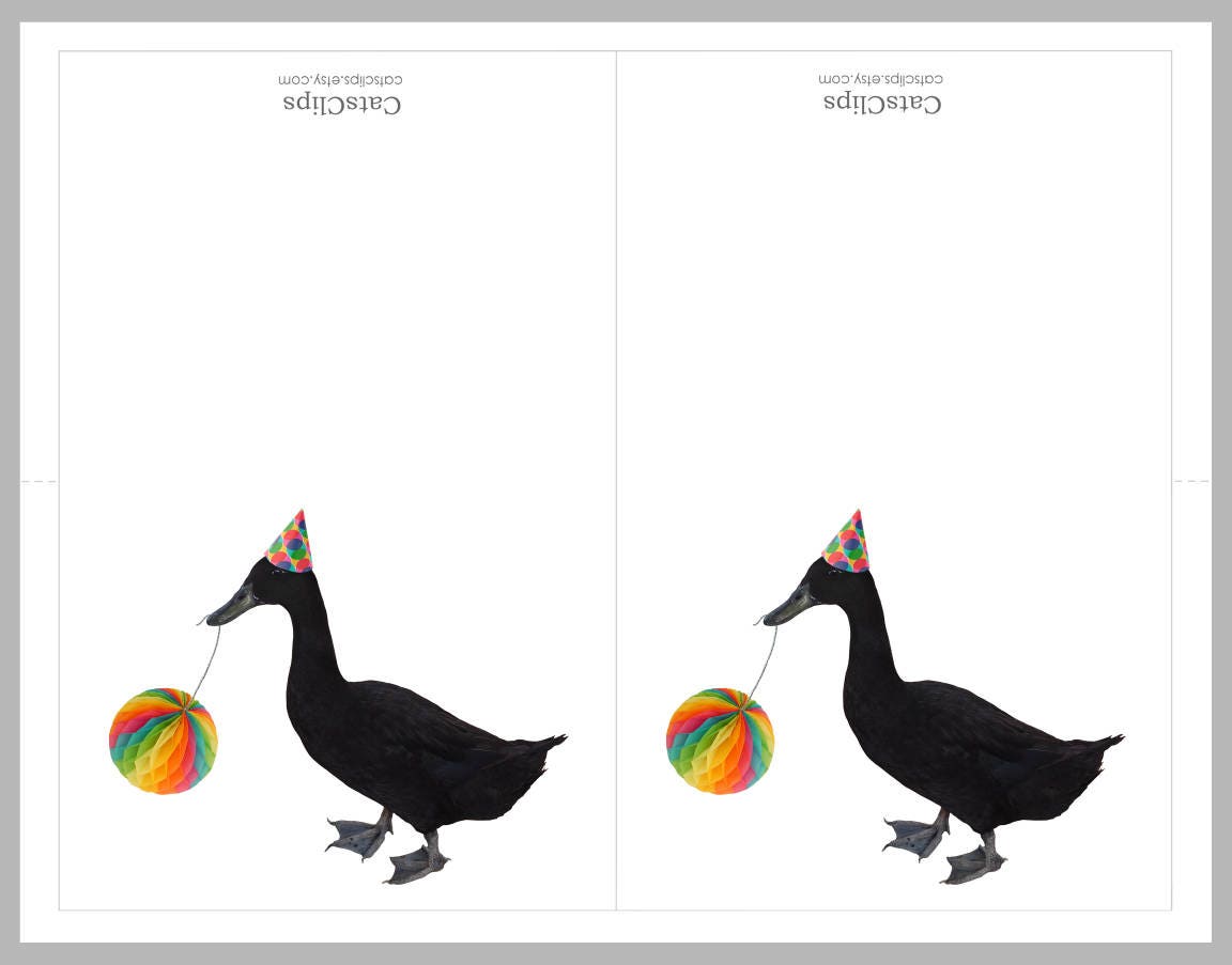 Party Duck Printable Birthday Card Digital Party Card - Etsy