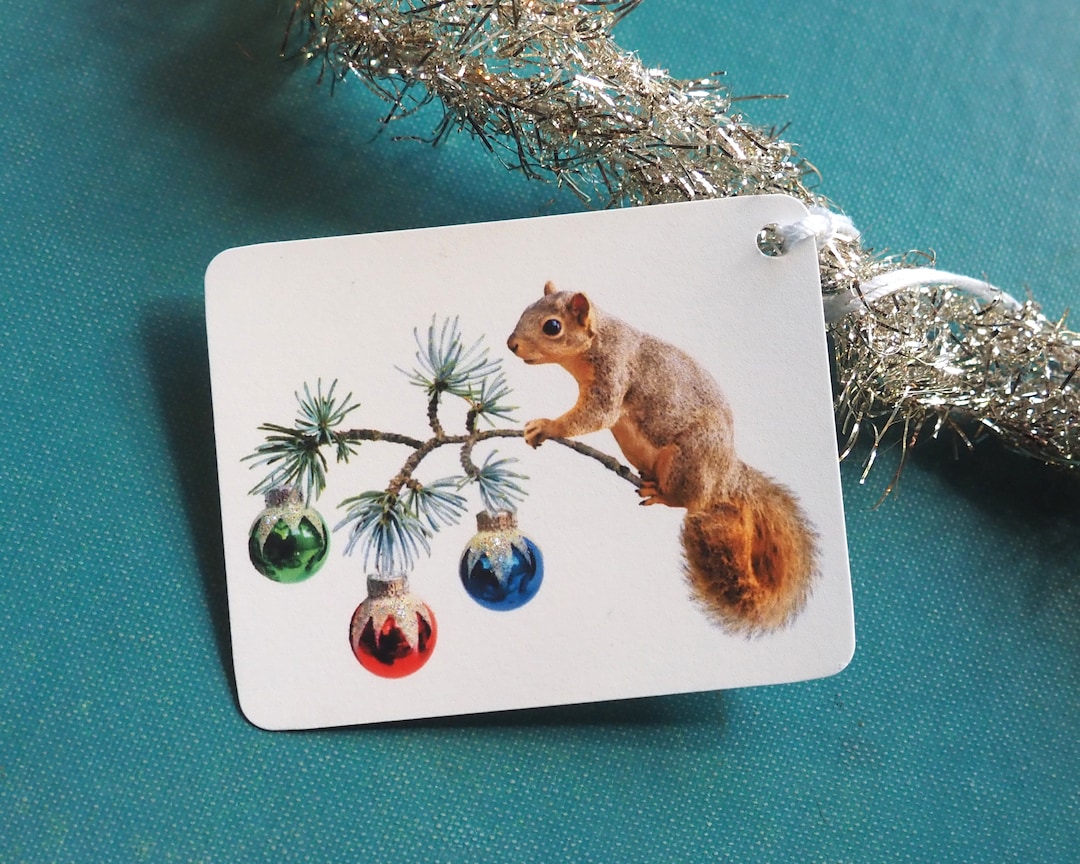 6 Squirrel Swag Glitter Christmas Gift Tags - Etsy