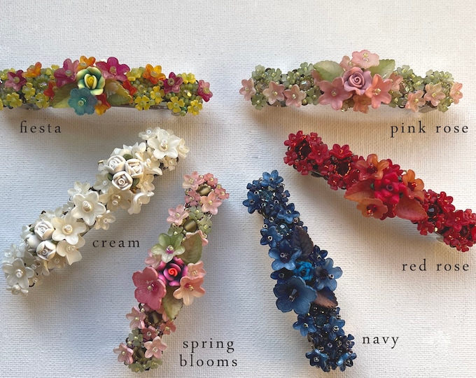 COLLEEN TOLAND Slim Barrette Flower Barette in 6 Colors. Gifts for the ...
