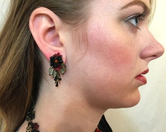 FLORAL GOLD EARRINGS by Vintage Style Jewelry Designer Colleen | Etsy