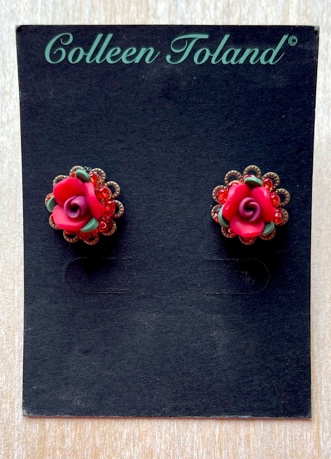 Colleen Toland Valentines Red Rose Post Earrings - Etsy