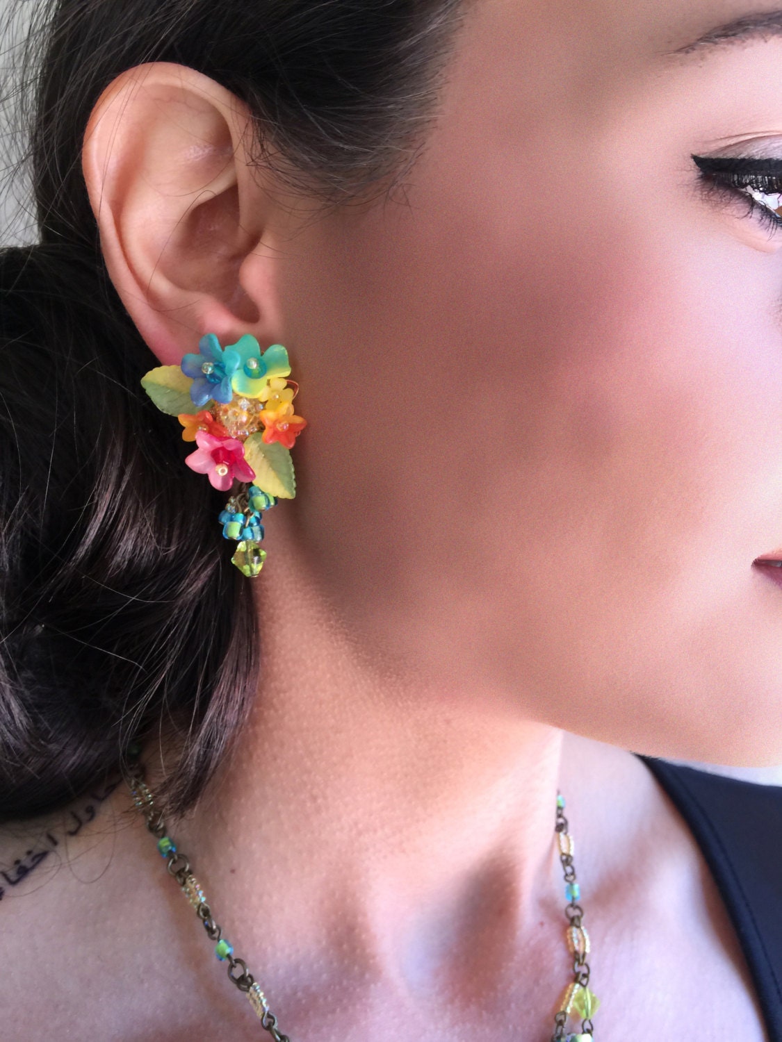 WILD FLOWER Colorful Handbeaded Earrings by Colleen Toland - Etsy